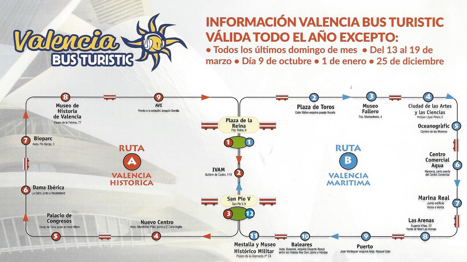 Mapa bus turístico valencia | Oldtravelbag.com